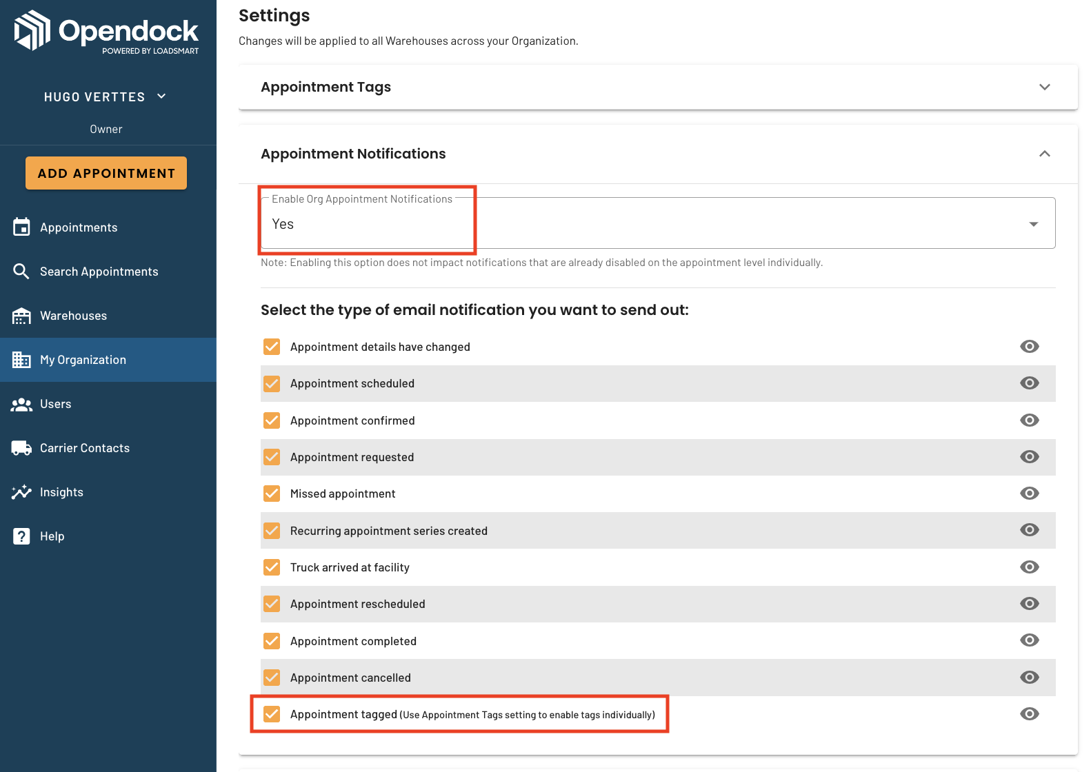 Tag Notifications – Opendock