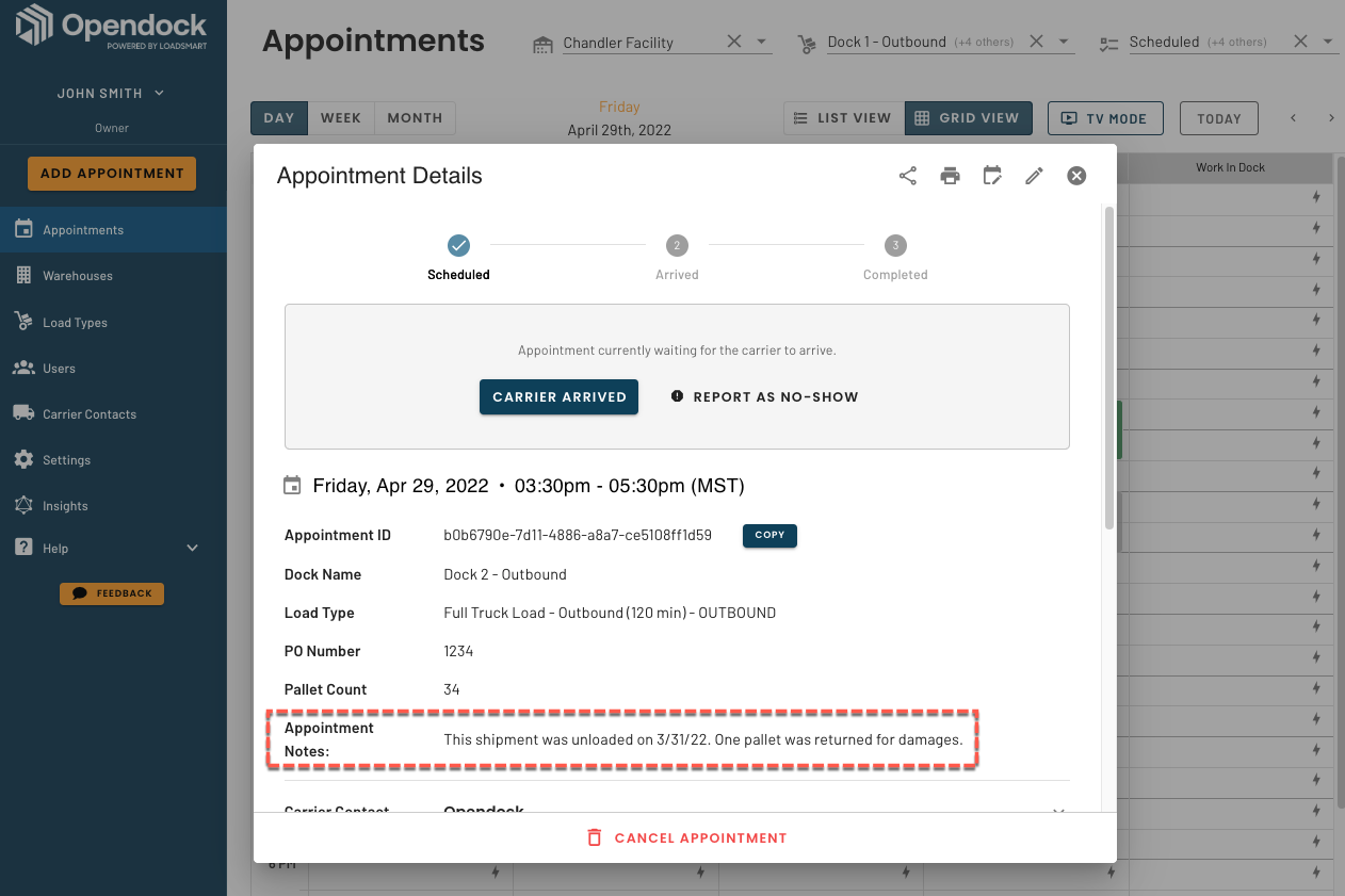 Default Appointment Level Fields Opendock default-appointment-level-fields-opendock
